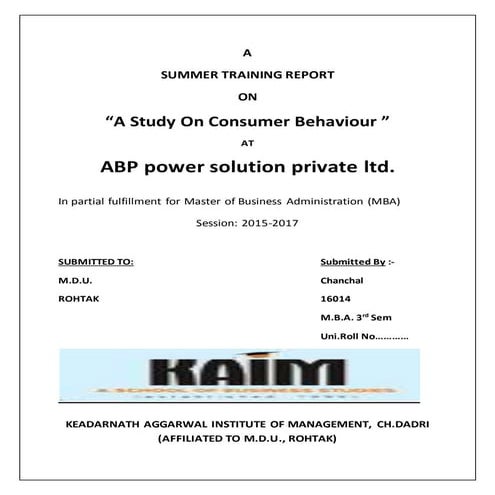 summer training report on ABP power ltd. | PDF