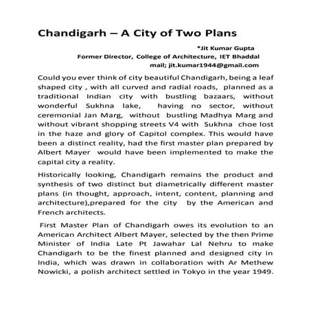 Chandigarh: grid iron pattern | PPTX