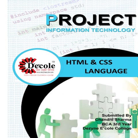 Chandni Sharma,Project on HTML and CSS, student final year BCA, Dezyne ...