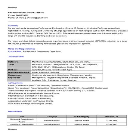 Chandrashekhar resume | DOC | Databases | Computer Software and Applications