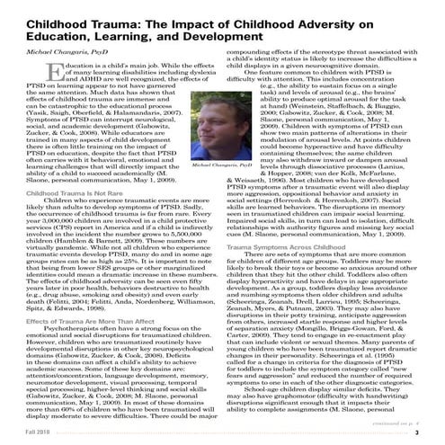 Childhood Trauma: The impact of Childhood Adversity on Education ...