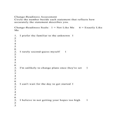 Change-Readiness AssessmentCircle the number beside each stateme.docx ...