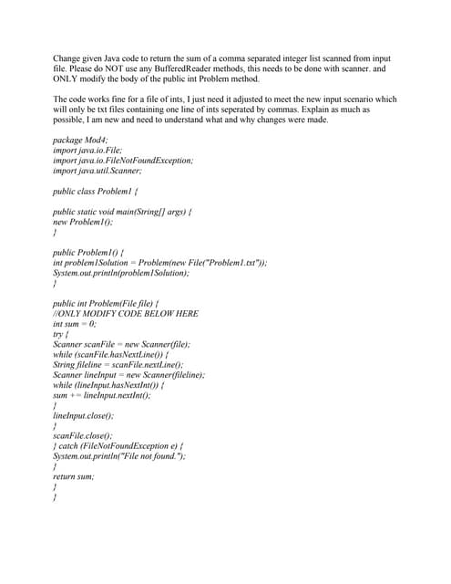 Change given Java code to return the sum of a comma separated integer.pdf Change given Java code to return the sum of a comma separated integer.pdf