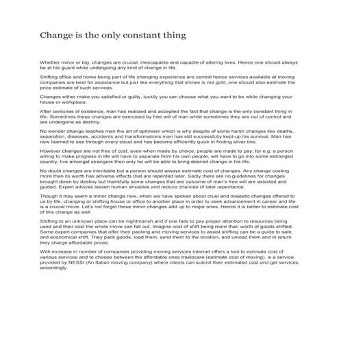 Change is the only constant thing | PDF