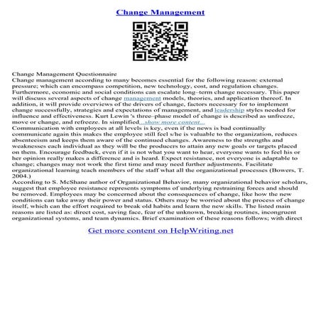 Change Management Essay | PDF