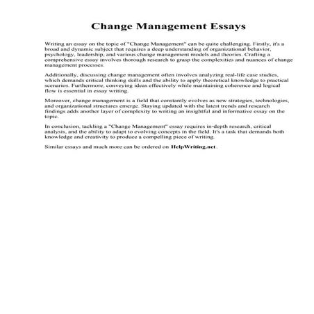 Change Management Essays | PDF