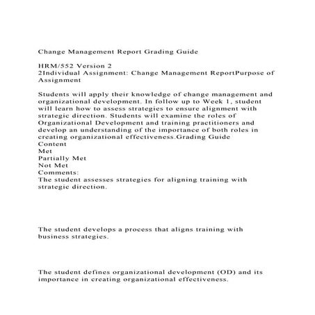 Hrm 560 week 10 assignment 4 change management plan | PDF
