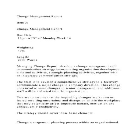 Change Management ReportItem 3Change Management ReportD | PDF