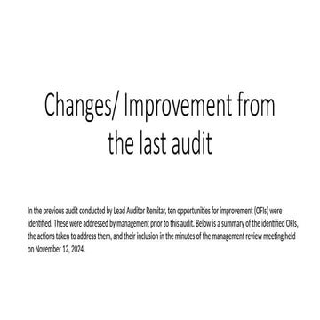 Changes improvement from the last audit.pptx