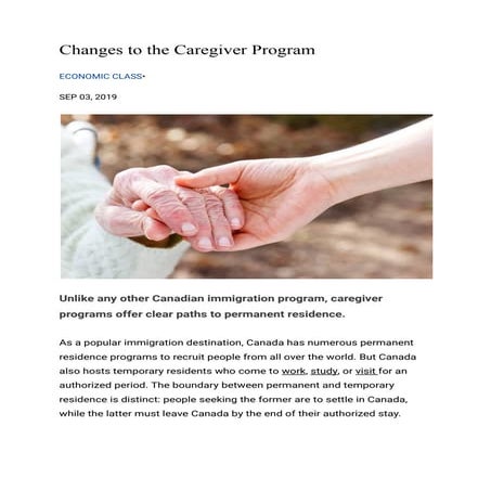 Changes to the Caregiver Program.pdf | Eldercare | Family and Relationships