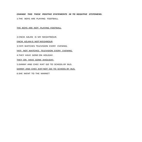 Change this these positive statements in to negative ststemens | DOCX