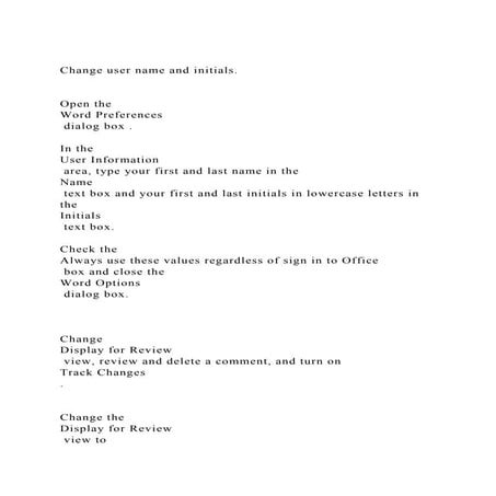 Change user name and initials. Open the Word Preference.docx | Desktop ...