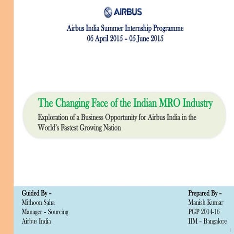 Changing face of MRO in India - Opportunities and challenges | PPTX
