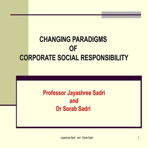 Changing paradigms of corporate social responsibility | PPT