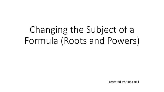 Rearranging Formulas | PPTX
