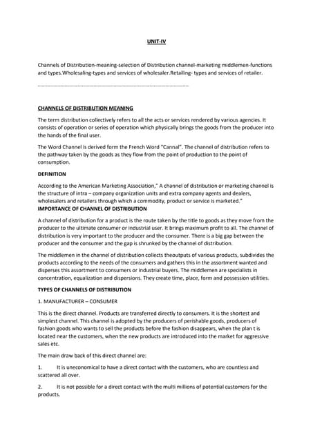 Channels of distribution | PPTX