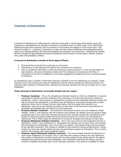 Channels of distribution in marketing | PPT