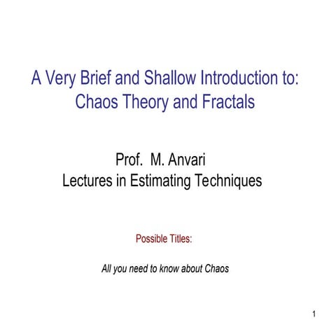 Chaos Theory Anvari Chaos Theory Anvari | PPT