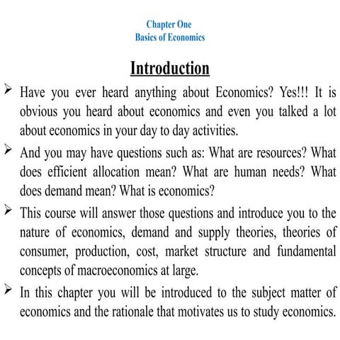 Chapter one-Introduction to economics ppt | PPT