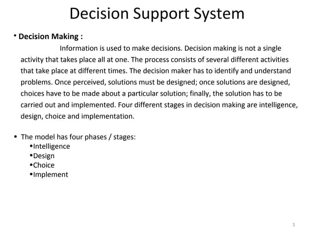 Decision Support System - Management Information System | PPTX