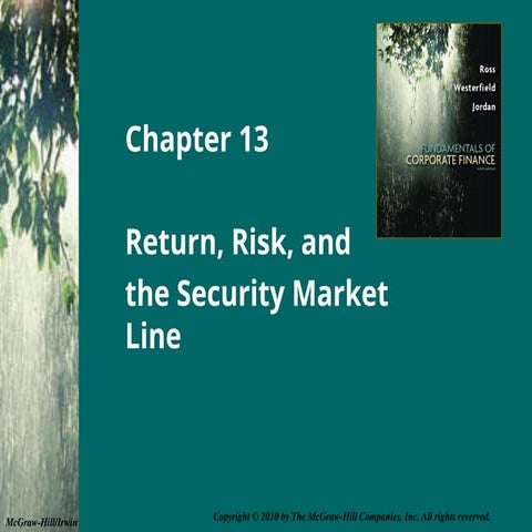 Chap013 Return, Risk, and the Security Market Line.ppt