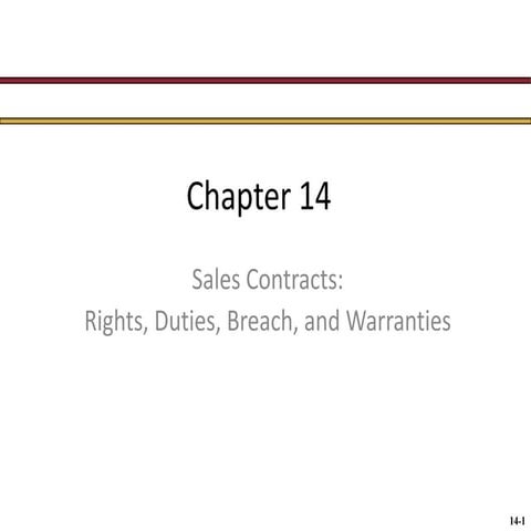 Chap014 sales contracts - rights, duties, breach, warranties | PPT