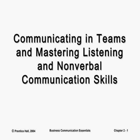 Communicating in teams and mastering listening and nonverbal ...