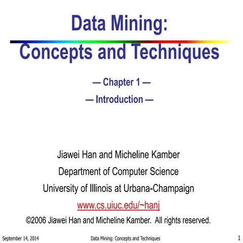 Data Mining Lecture 1 And 2 Conecpts And Techniques Ppt 