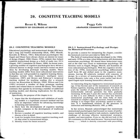 Chap 20. cognitive teaching models | PDF