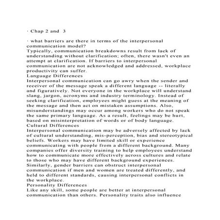 · Chap 2 and 3· what barriers are there in terms of the inter.docx