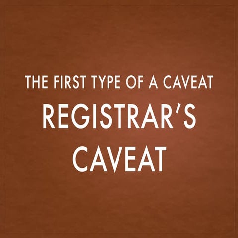 Registrar's Caveat | PDF