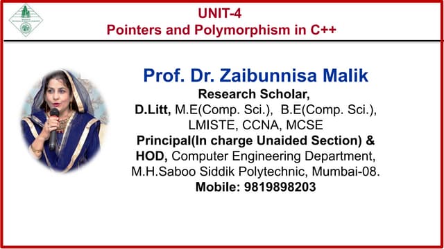 Introduction To Pointer In C And Polymorphism Ppt