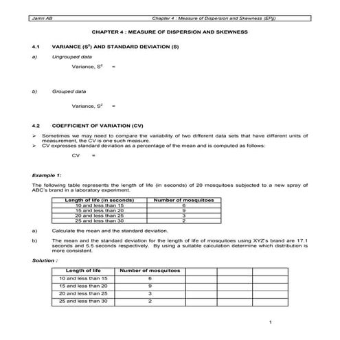 Chap4 measure of dispersion and skewness | PDF