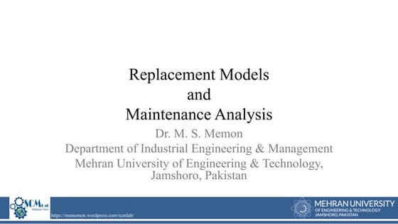 Replacement Theory Models in Operations Research by Dr. Rajesh Timane ...