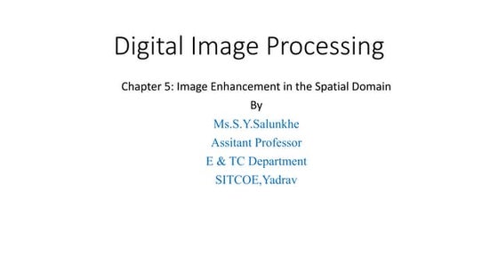 Image Enhancement in Spatial Domain | PPTX