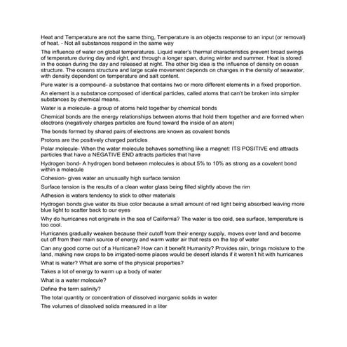 Chemical and physical features of seawater and the | PPTX