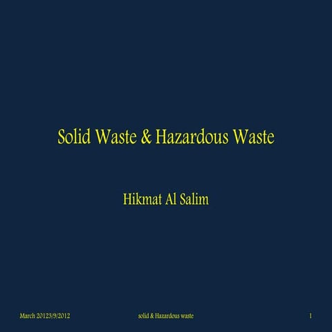 Solid Waste & Hazardous Waste | PPTX