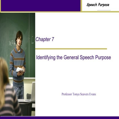 Chap 7 Identifying the general speech purpose | PPT