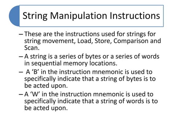 8086 String Instructions.pdf | Programming Languages | Computing