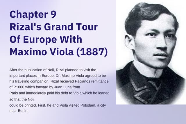 Chapter 9: Rizal's Grand Tour In Europe Tour In Europe With Viola | PPTX