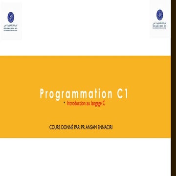 cours de programmation langage c chapitre 1 | PPTX