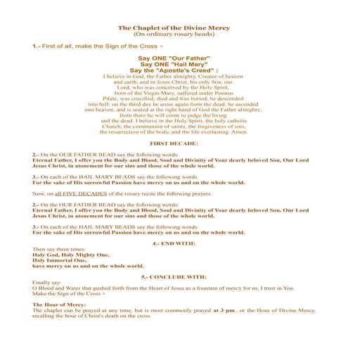 Chaplet of the divine mercy. print | PDF