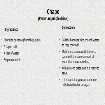 Chapo (Typical Nutritive Peruvian jungle drink) | PPT