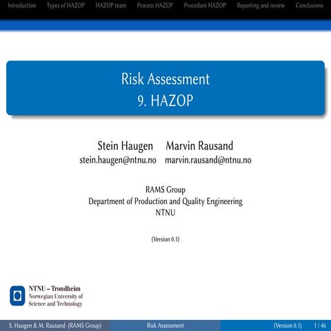 Risk assessment and management with -hazop | PDF