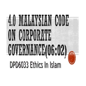 Malaysian Code on Corporate Governance (MCCG) | PDF