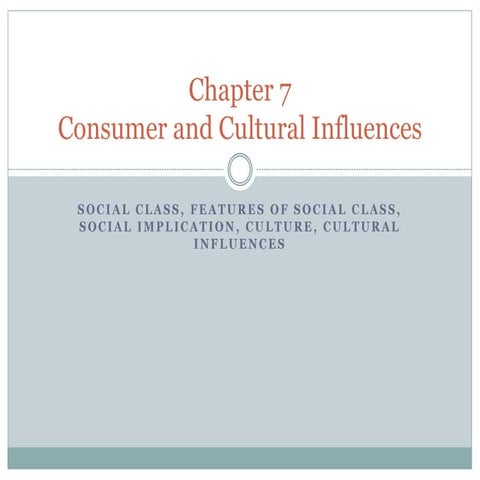 Consumer and Cultural Influences | PPTX