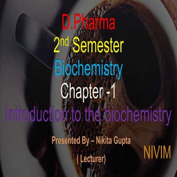 Biochemistry Chapter -1 Introduction to biochemistry | PPTX | Chemistry | Science