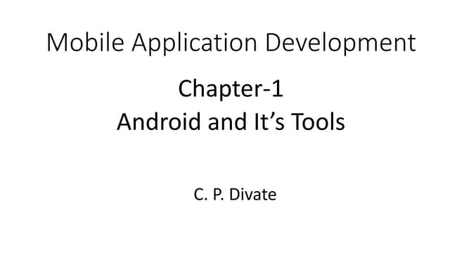 Mobile Application Development Android And It S Tools Ppt