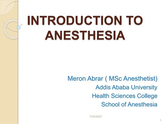 Anesthesia | PPTX | First Aid | Injuries