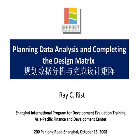 Planning Data Analysis and Completing the Design Matrix 规划数据分析与完成设计矩阵 ...